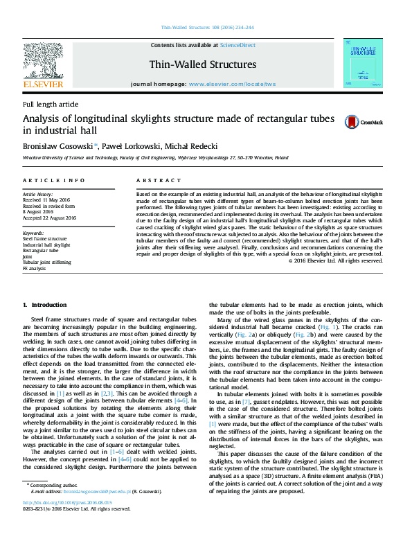 (PDF) Analysis of longitudinal skylights structure made of rectangular ...