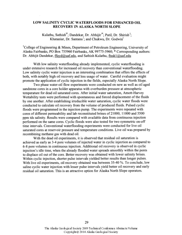 (PDF) Low Salinity Cyclic Water Floods for Enhanced Oil Recovery on ...