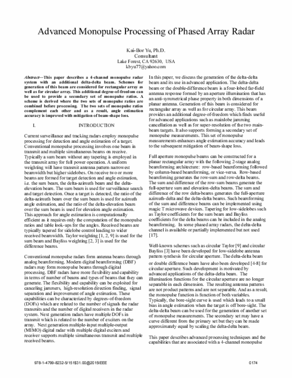 (PDF) Advanced monopulse processing of phased array radar