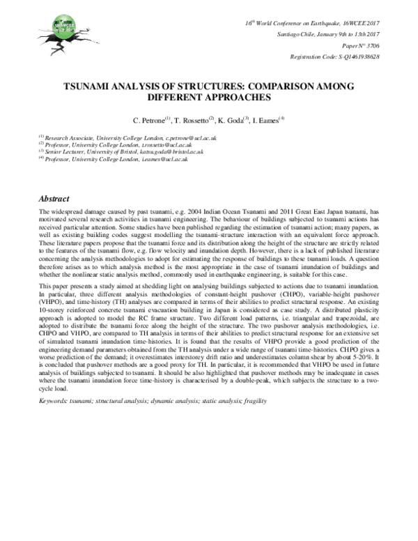 (PDF) Tsunami analysis of structures: comparison among different approaches