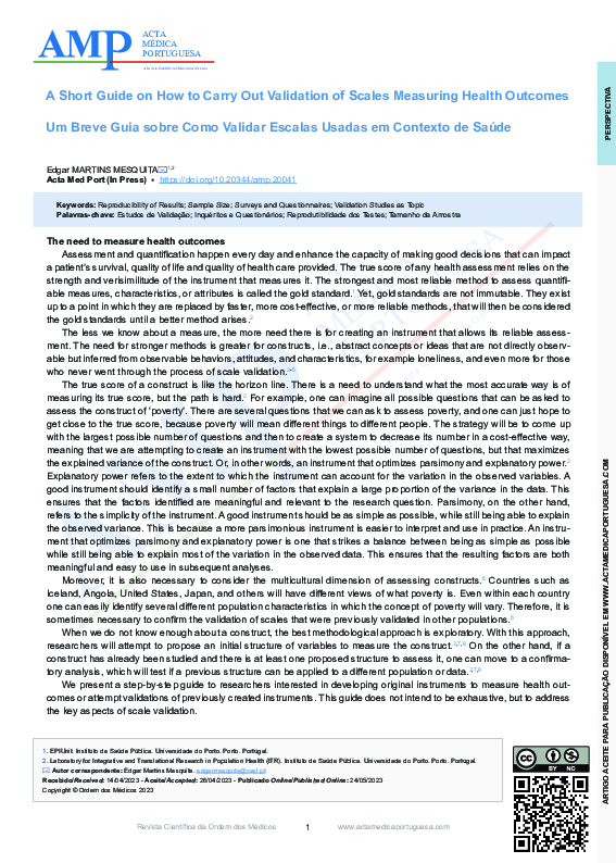 (PDF) A Short Guide on How to Carry Out Validation of Scales Measuring ...