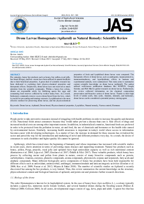 (PDF) Drone Larvae Homogenate (Apilarnil) as Natural Remedy: Scientific ...