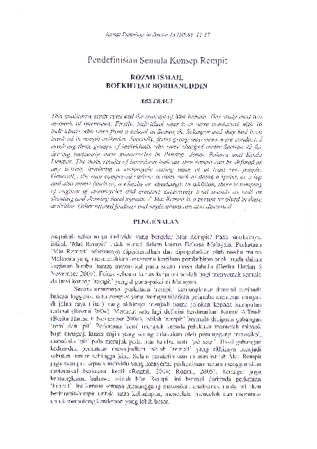 (PDF) Pendefinisian Semula Konsep Rempit
