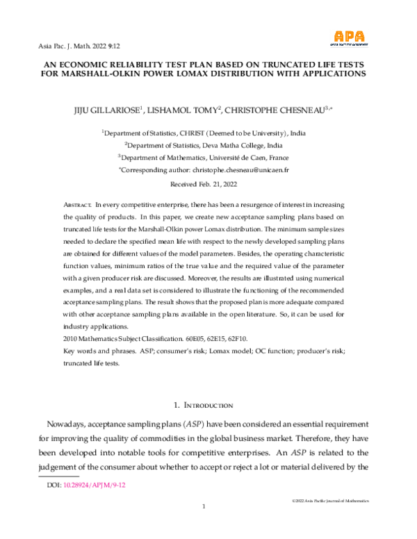 (PDF) An Economic Reliability Test Plan Based on Truncated Life Tests ...