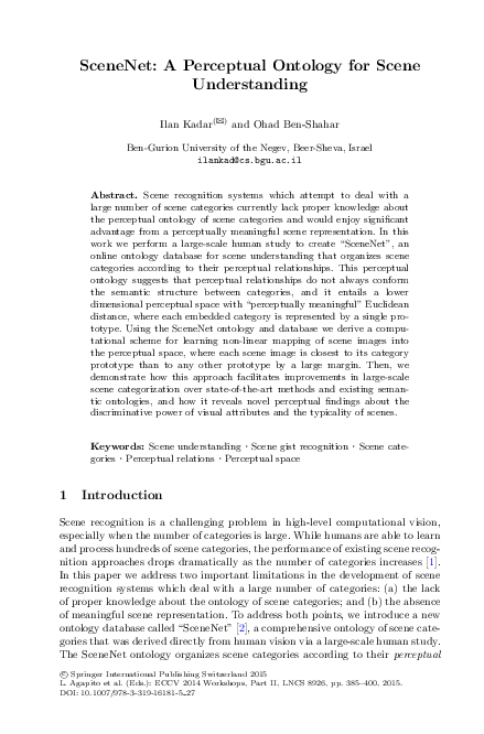 (PDF) SceneNet: A Perceptual Ontology for Scene Understanding | Ohad Ben-shahar - Academia.edu
