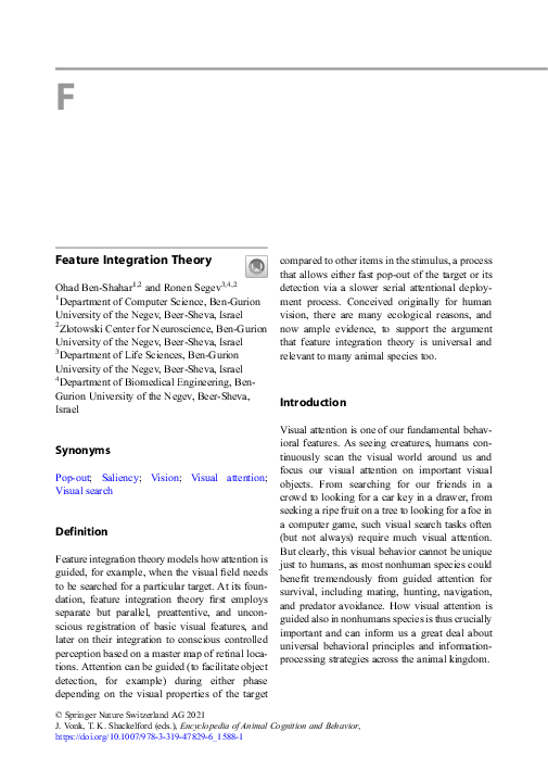 (PDF) Feature Integration Theory