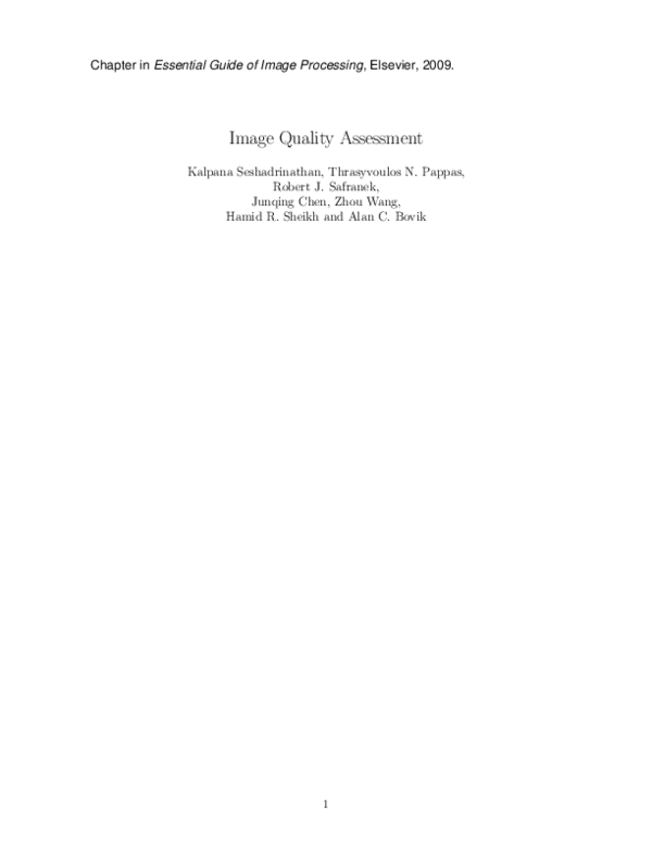 (PDF) Objective Metrics in Image Quality Assessment