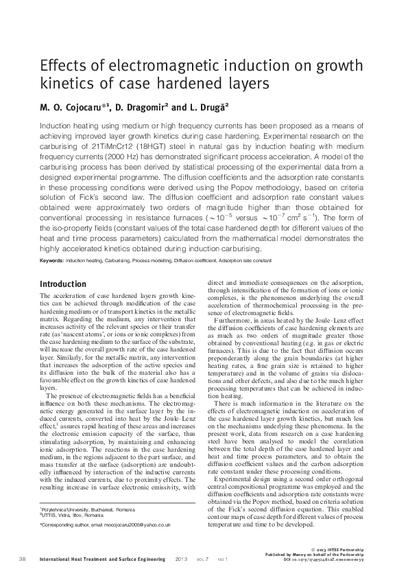 (PDF) Effects of electromagnetic induction on growth kinetics of case hardened layers | Mihai ...