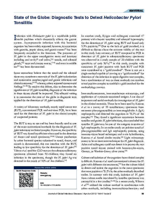 (PDF) State of the globe: Diagnostic tests to detect Helicobacter ...