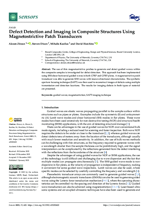 (PDF) Defect Detection and Imaging in Composite Structures Using ...