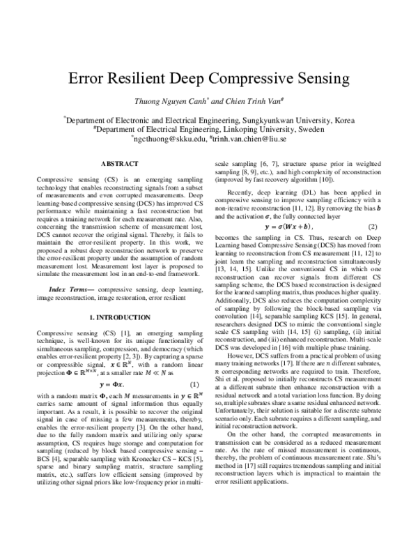Error Resilient Deep Compressive Sensing