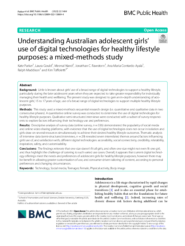 (PDF) Understanding Australian adolescent girls’ use of digital ...