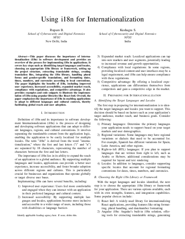 (PDF) Using i18n for internationalisation