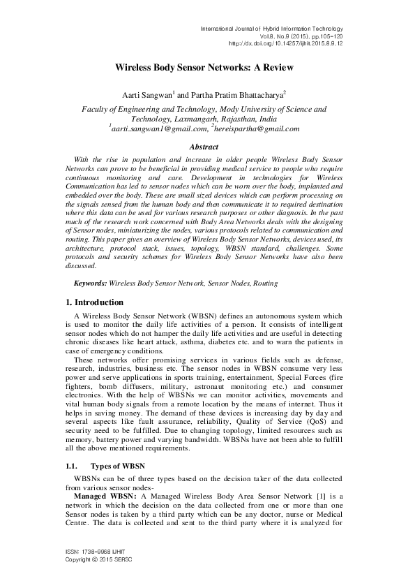 (PDF) Wireless Body Sensor Networks: A Review
