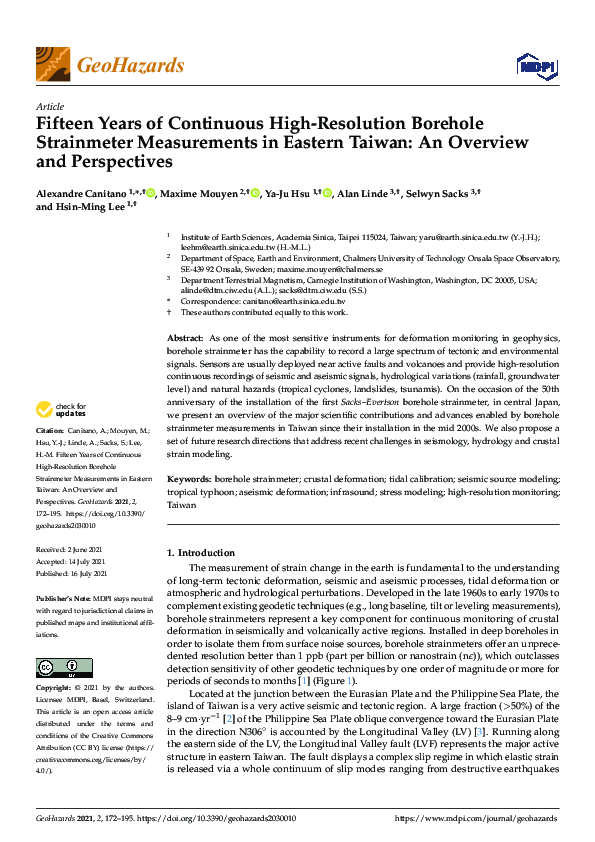 (PDF) Fifteen Years of Continuous High-Resolution Borehole Strainmeter ...