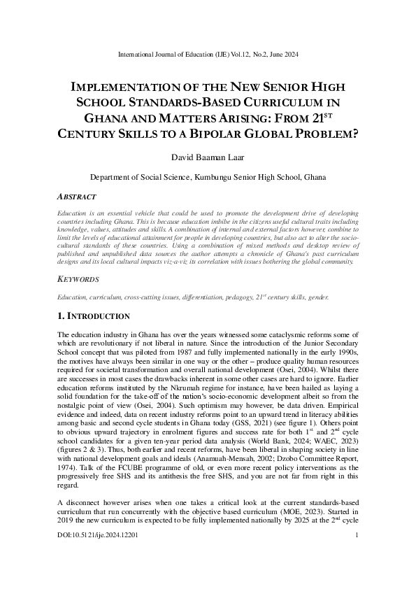 (PDF) Implementation of the New Senior High School Standards-Based ...
