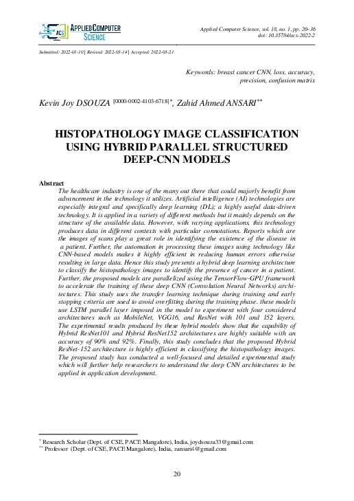 Pdf Histopathology Image Classification Using Hybrid Parallel Structured Deep Cnn Models