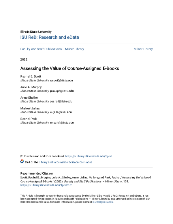 (PDF) Evaluating the Value of E-Books in Courses