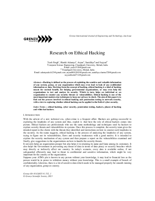 (PDF) Research on Ethical Hacking