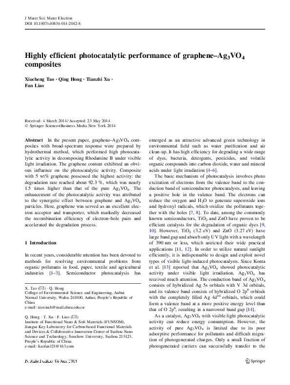 Pdf Highly Efficient Photocatalytic Performance Of Cu2o Tio2 Nanocomposite Influence Of