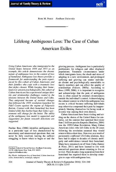 (PDF) Lifelong Ambiguous Loss: The Case of Cuban American Exiles