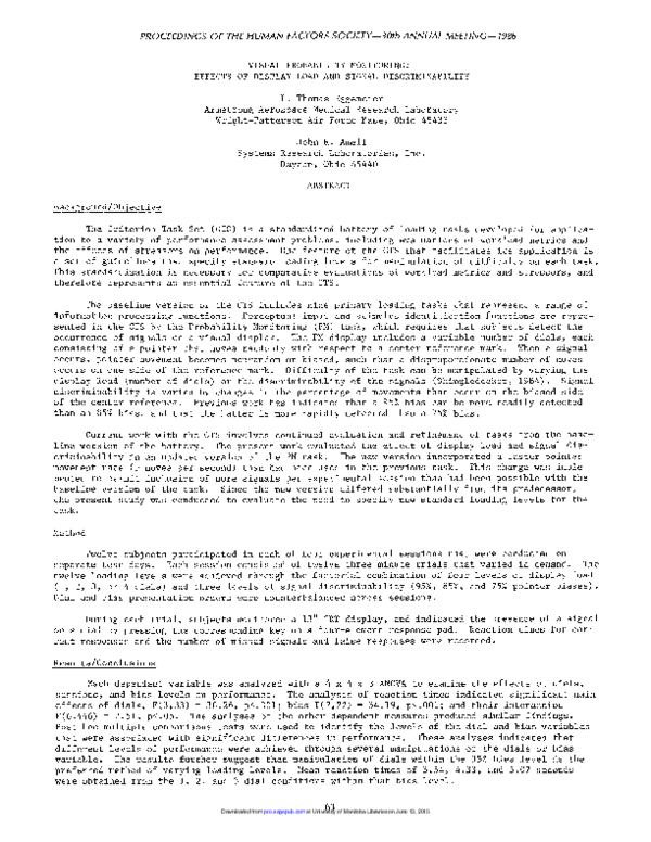 (PDF) Visual Probability Monitoring: Effects of Display Load and Signal ...