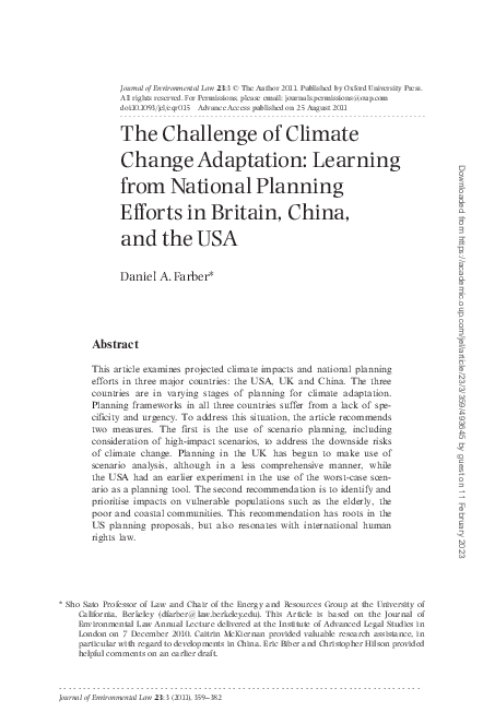 (PDF) The Challenge of Climate Change Adaptation: Learning from ...