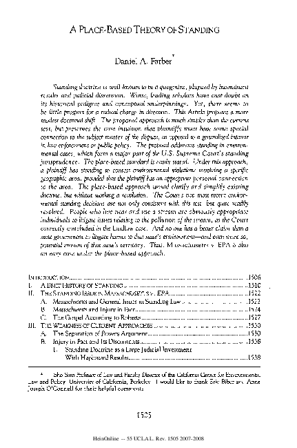 (PDF) A Place-Based Theory of Standing