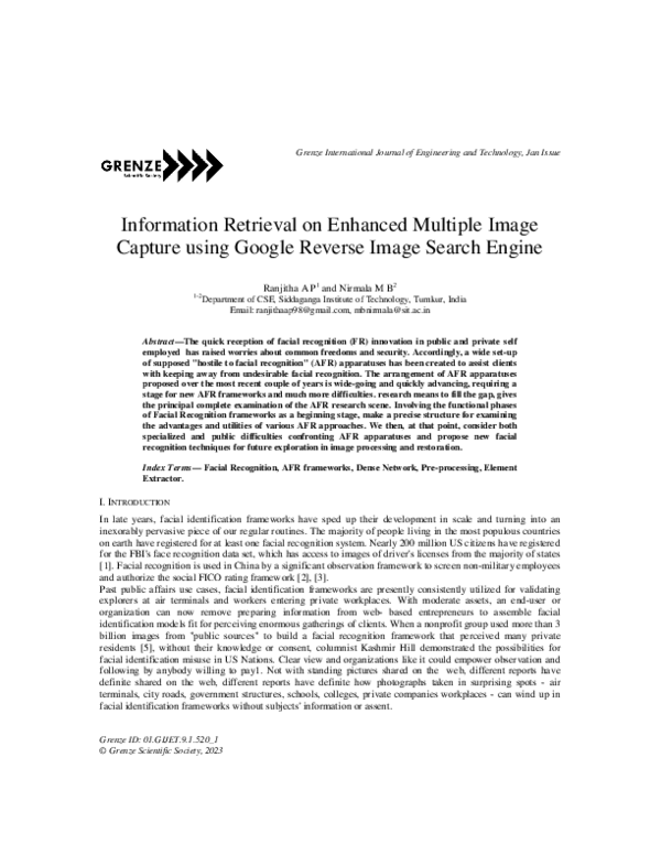 (PDF) Information Retrieval on Enhanced Multiple Image Capture using Google Reverse Image Search ...
