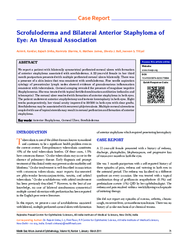 (PDF) Scrofuloderma and bilateral anterior staphyloma of eye: An ...