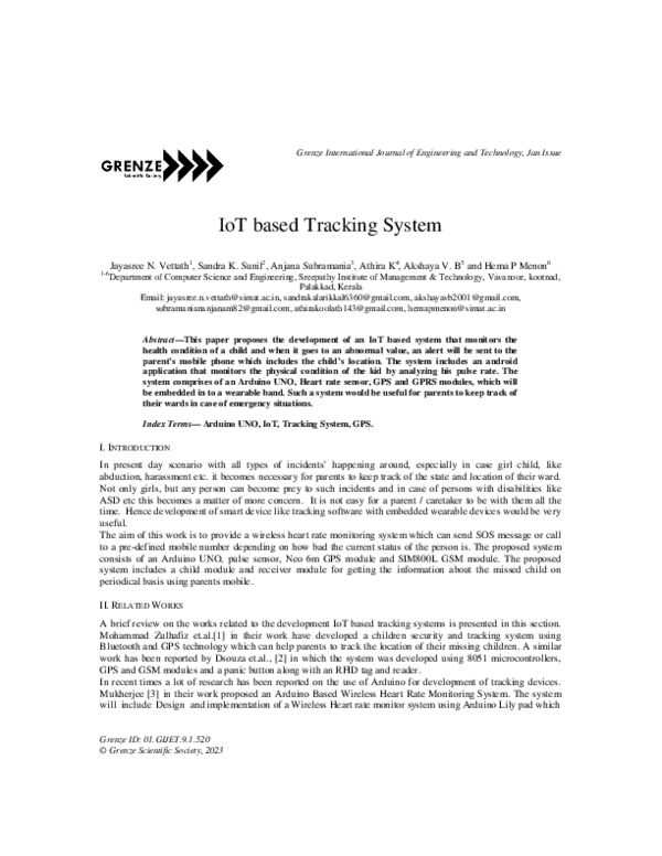(PDF) IoT based Tracking System