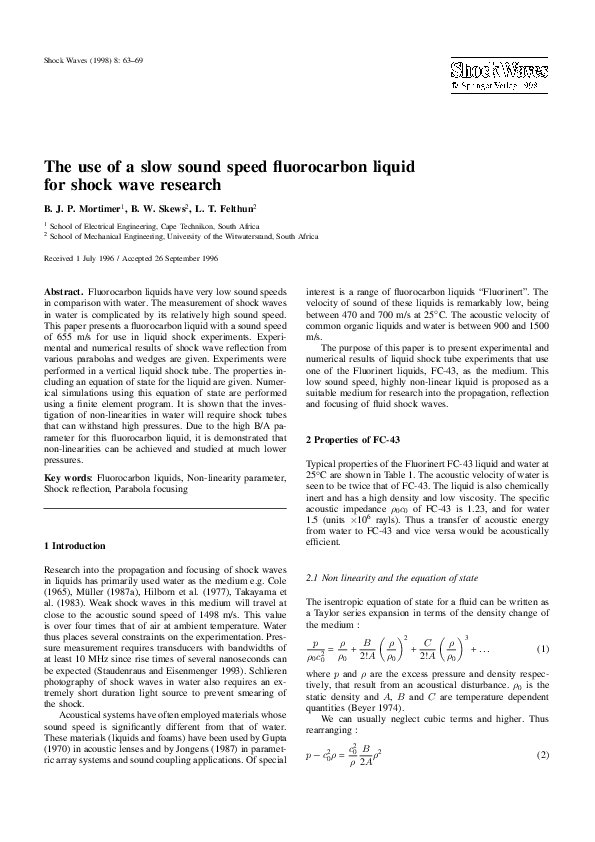 (PDF) The use of a slow sound speed fluorocarbon liquid for shock wave ...