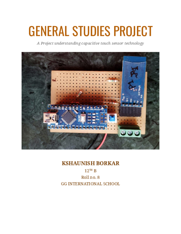 (PDF) A Project understanding capacitive touch sensor technology