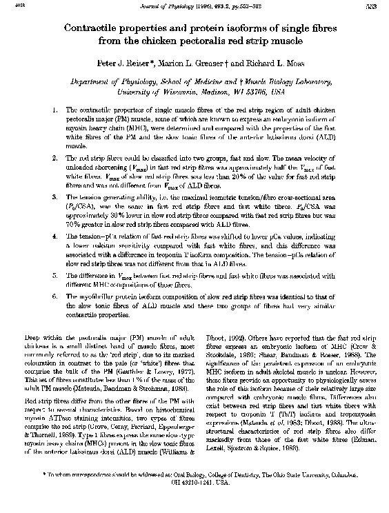 (PDF) Contractile properties and protein isoforms of single fibres from ...