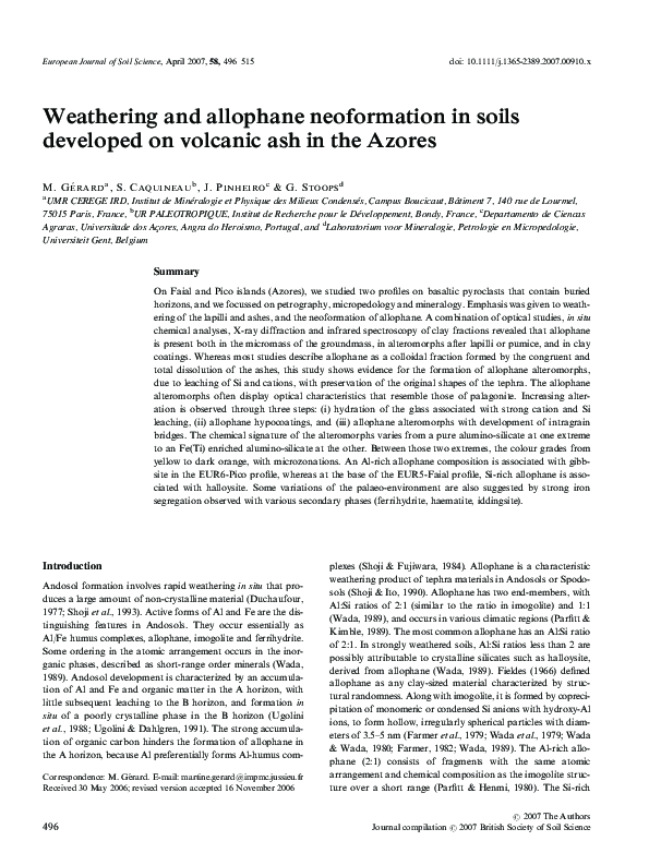 (PDF) Weathering and allophane neoformation in soils developed on ...