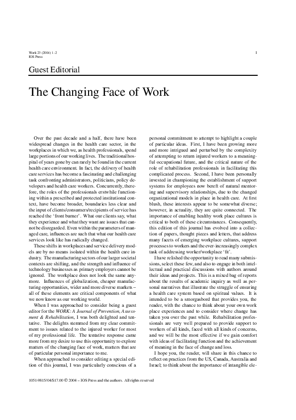 (PDF) The changing face of work
