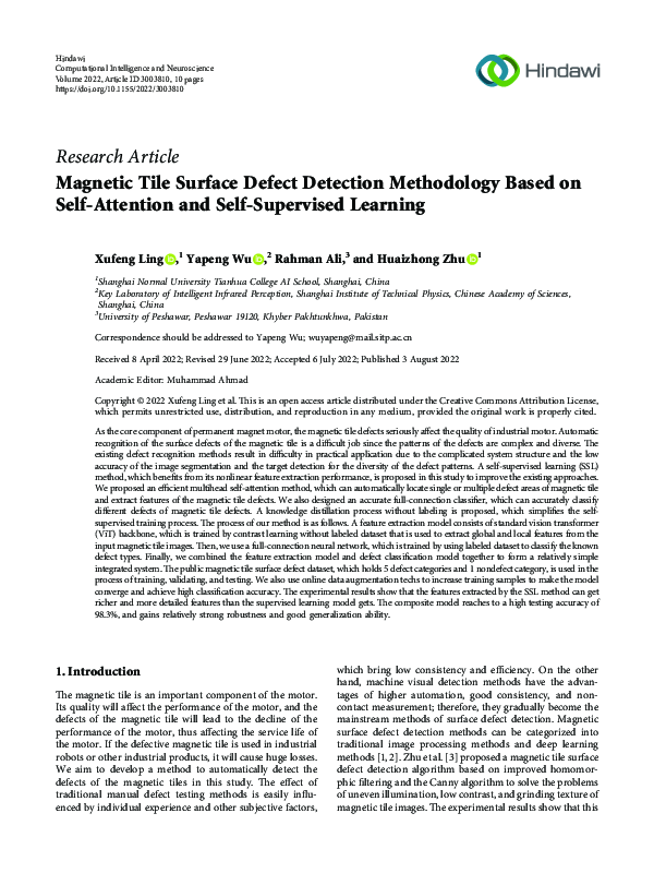 Pdf Magnetic Tile Surface Defect Detection Methodology Based On Self