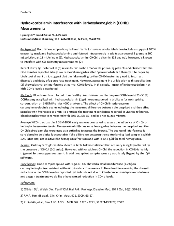 (PDF) Hydroxocobalamin Interference with Carboxyhemoglobin ( COHb ...