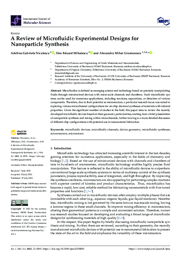 (PDF) A Review of Microfluidic Experimental Designs for Nanoparticle ...
