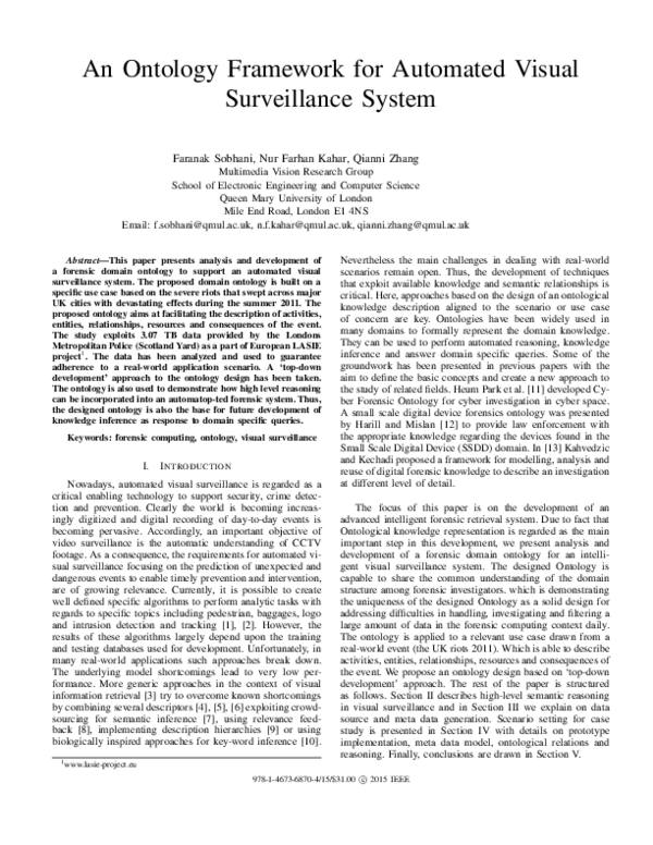 (PDF) An ontology framework for automated visual surveillance system
