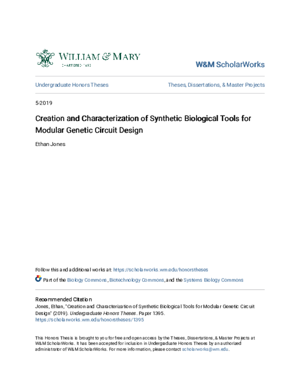 (PDF) Creation and Characterization of Synthetic Biological Tools for ...