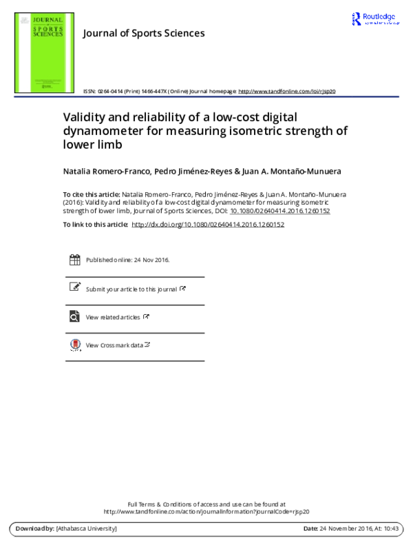 (PDF) Validity and reliability of a low-cost digital dynamometer for ...