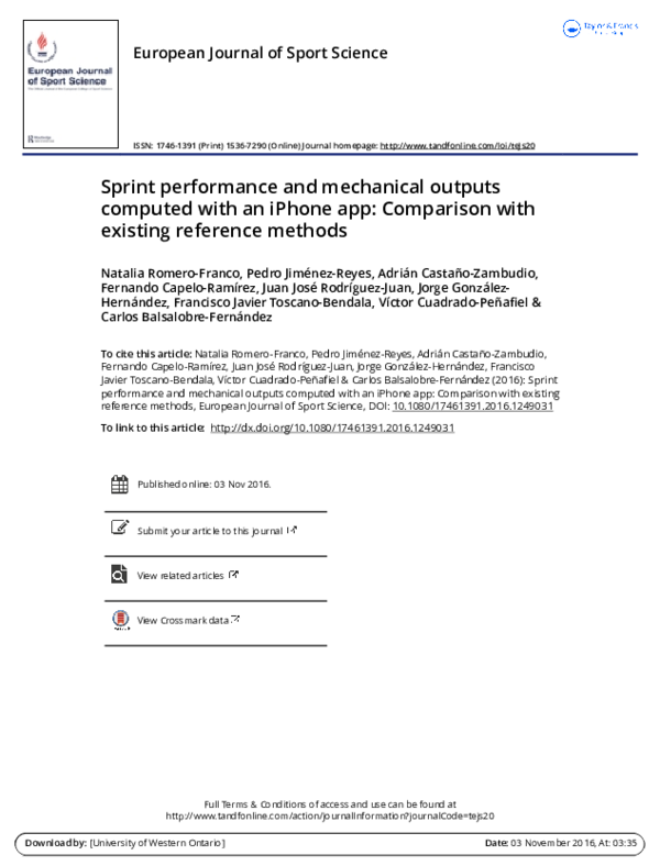 (PDF) Sprint performance and mechanical outputs computed with an iPhone ...