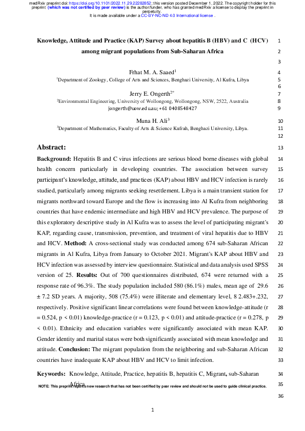 (PDF) Knowledge, Attitude and Practice (KAP) Survey about hepatitis B (HBV) and C (HCV) among ...