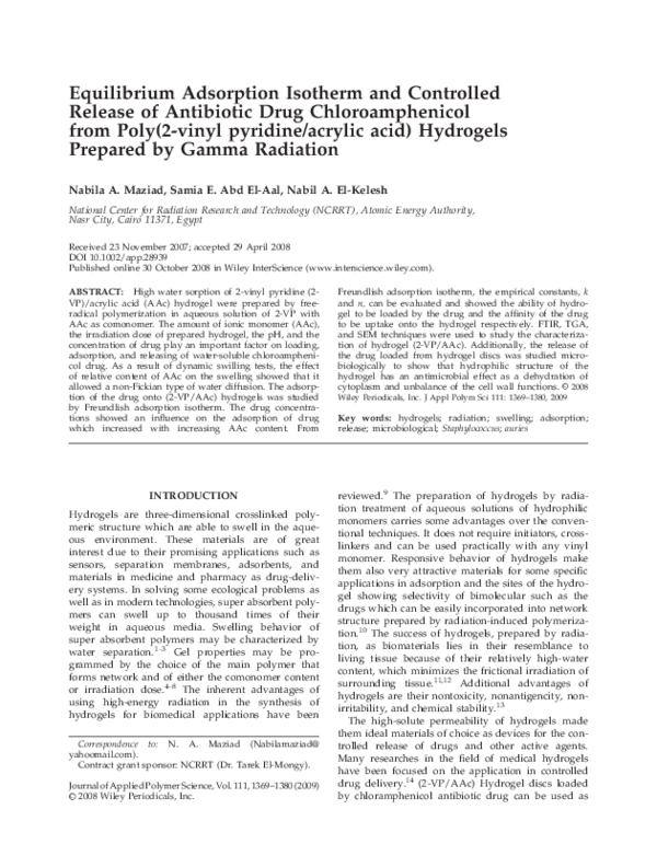 (PDF) Equilibrium adsorption isotherm and controlled release of ...