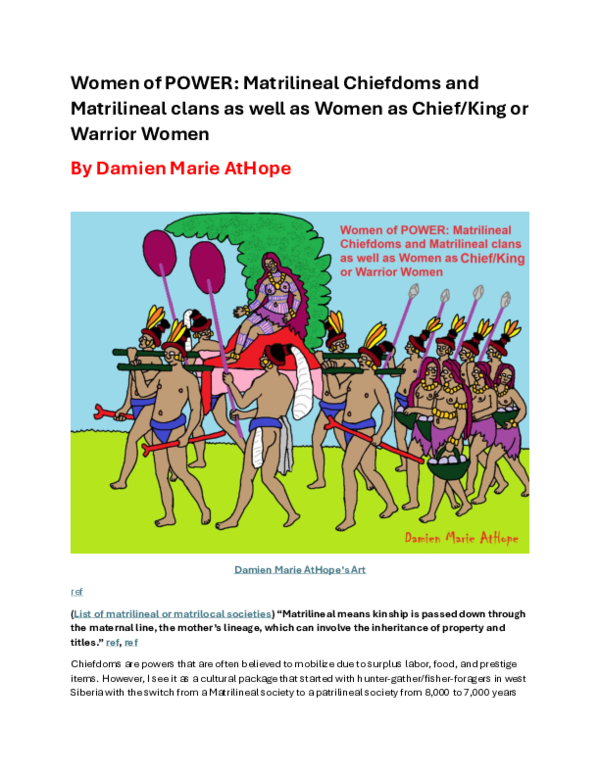 (PDF) Women of POWER: Matrilineal Chiefdoms and Matrilineal clans as ...