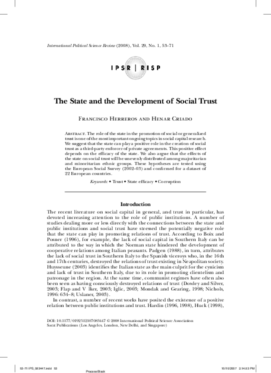 (PDF) The State and the development of social trust