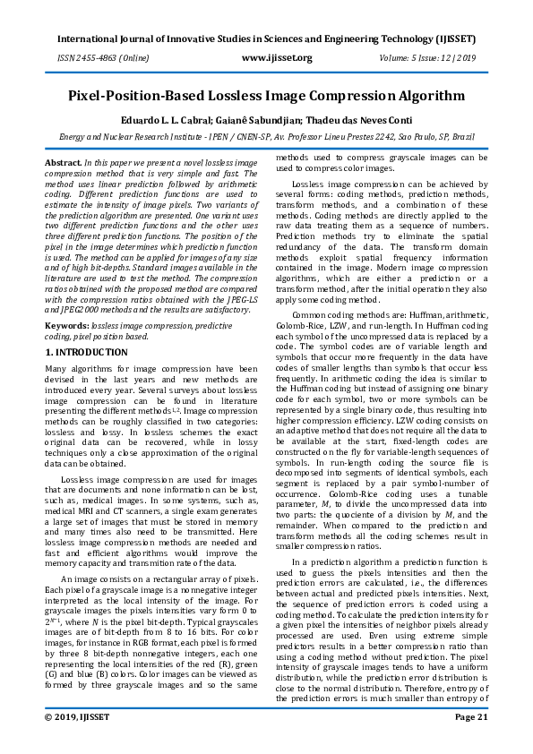 (PDF) Pixel-position-based lossless image compression algorithm