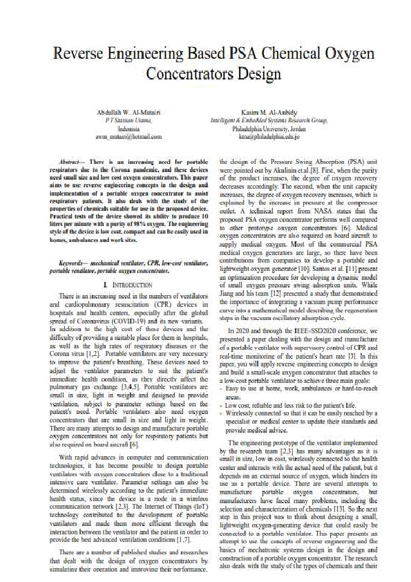 (PDF) Reverse Engineering Based PSA Chemical Oxygen Concentrators Design