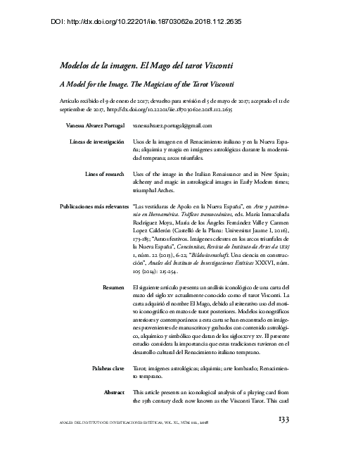 (PDF) Modelos de la imagen. El Mago del Tarot Visconti